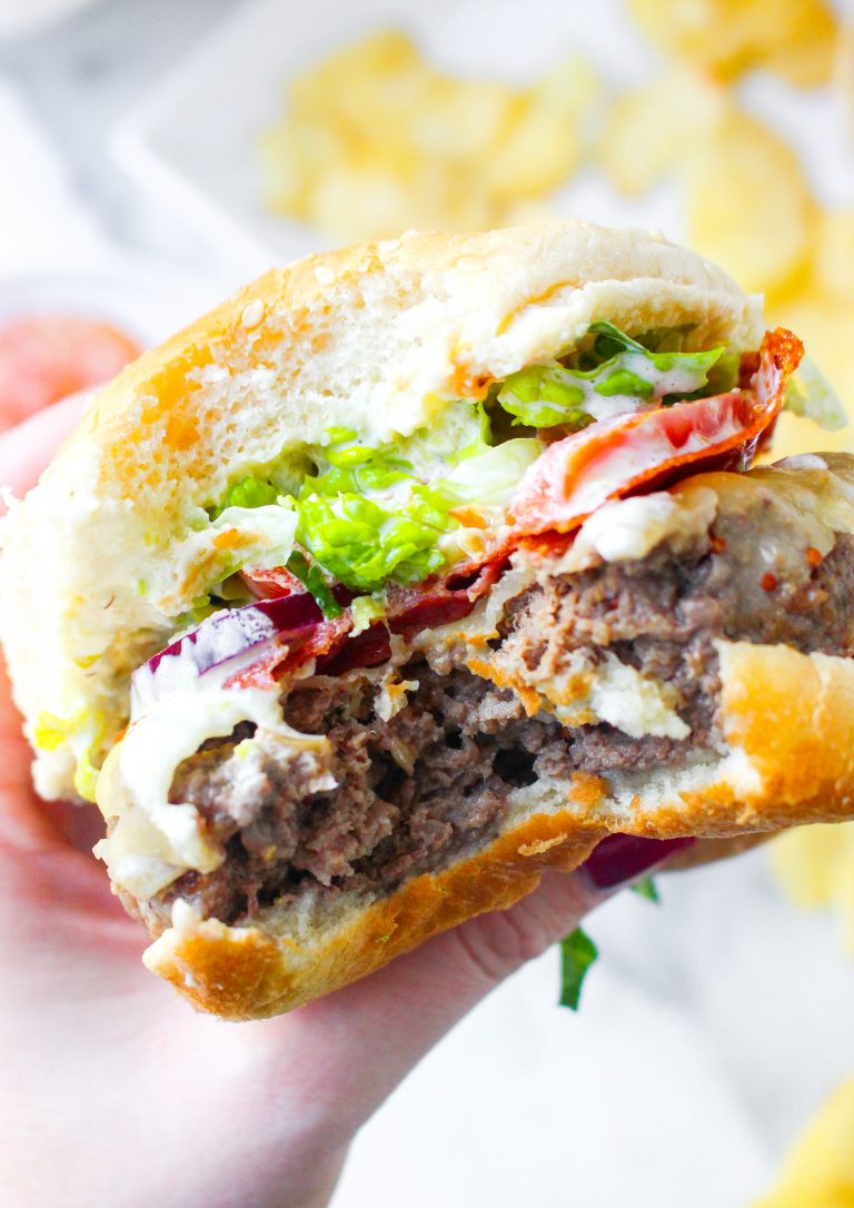Roasted Garlic Burgers with Pepperoncini Aioli & Crispy Salami - Yes to ...