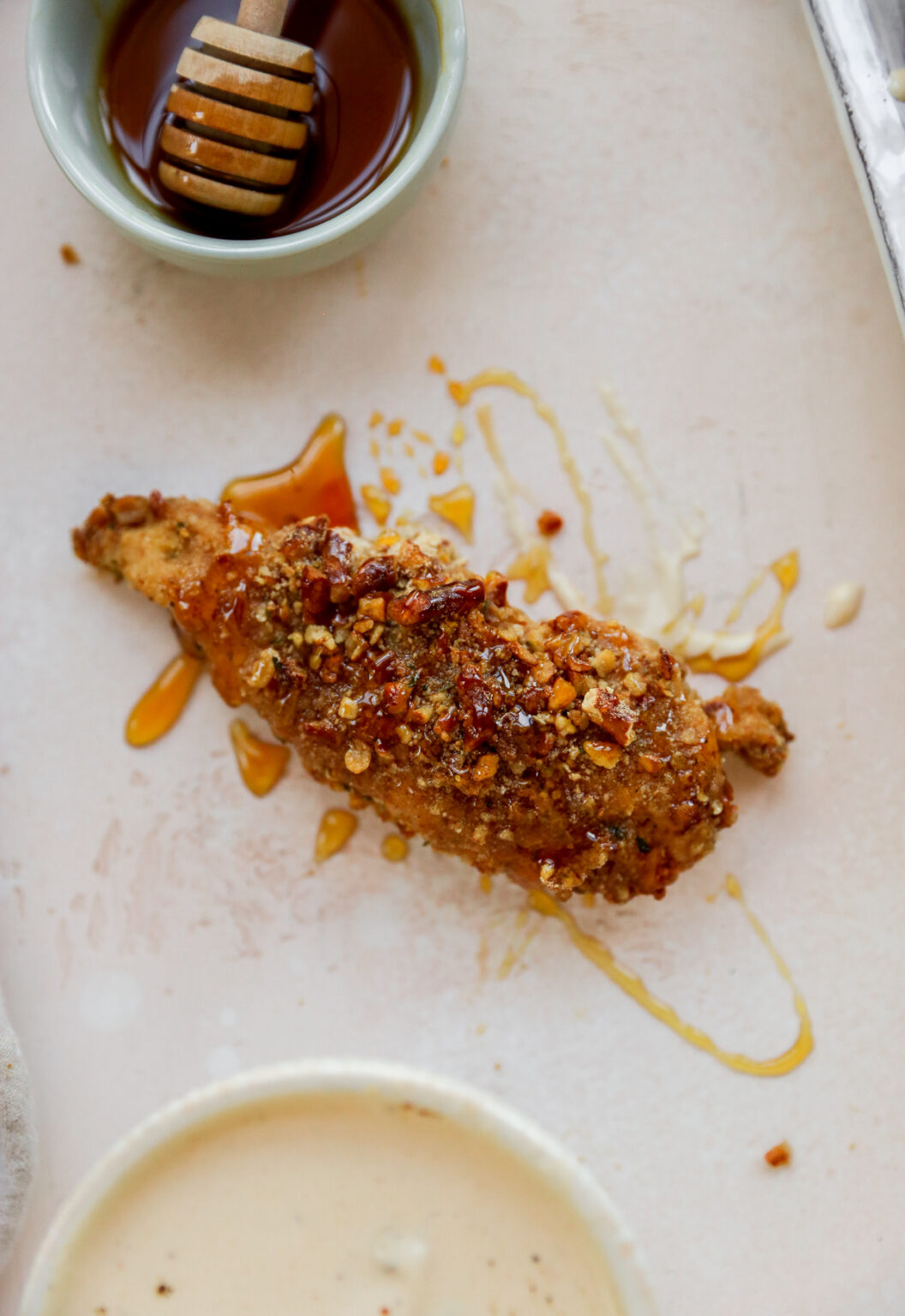 Pretzel-Crusted Chicken Tenders with Hot Honey Mustard - Yes to Yolks